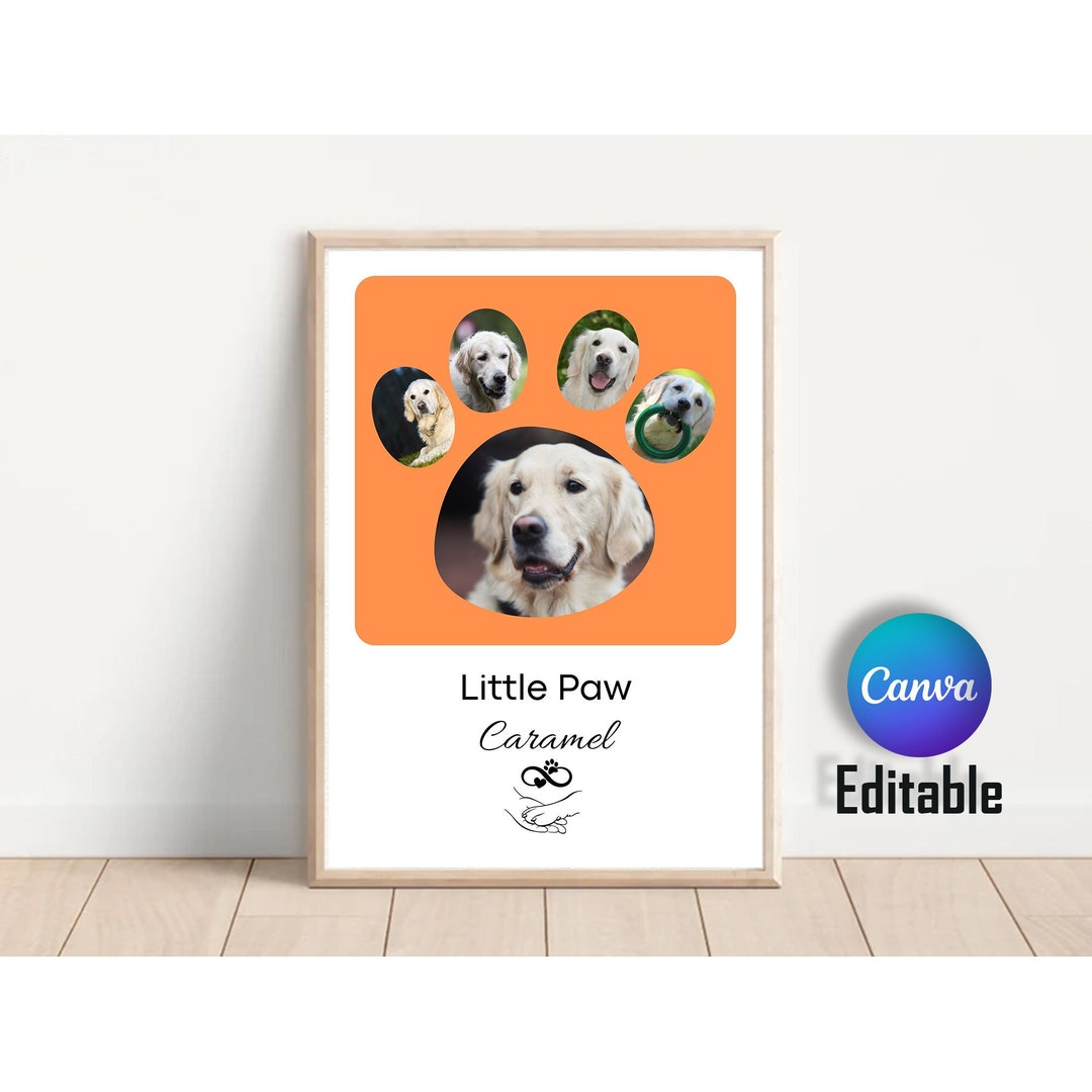 Custom Paw Poster Using Pet Photo Personalized Digital Dog Posters Cat ...
