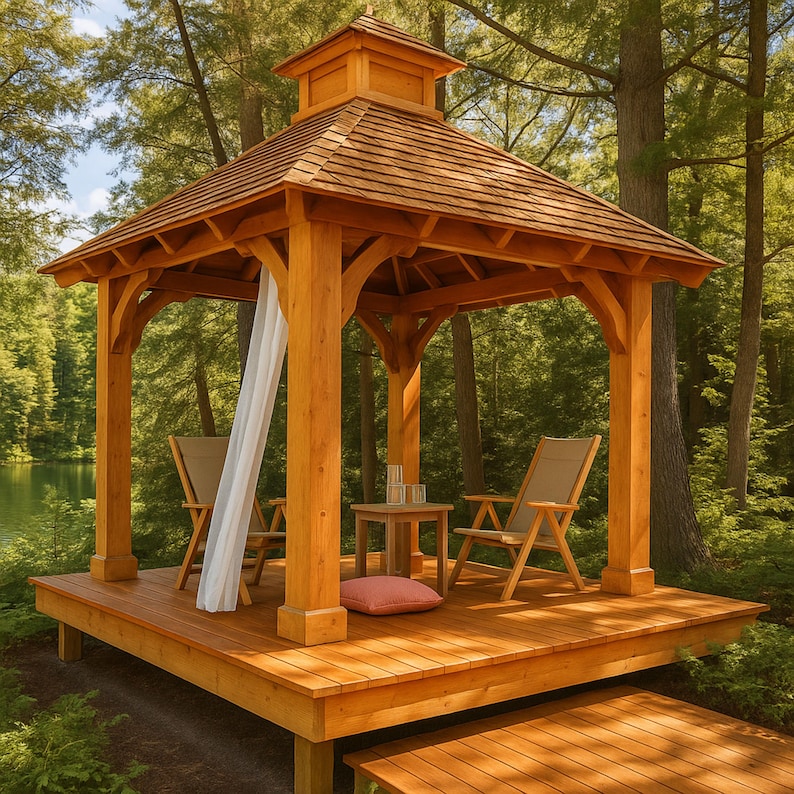 DIY Wooden Gazebo Plans, Outdoor Pavilion Build Guide, PDF Download - Etsy