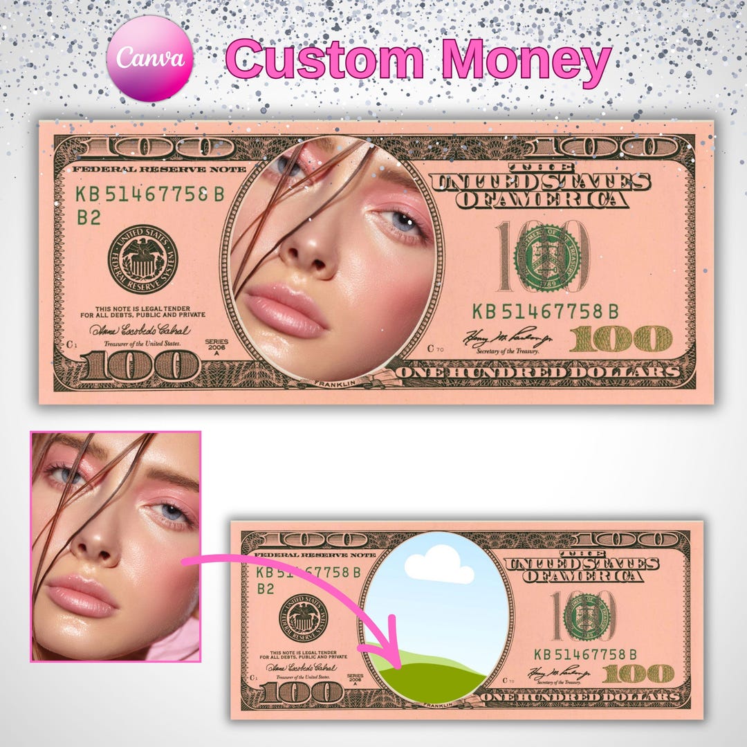 100 Dollar Bill Template, Custom Game Party Play Money, Add Your Text ...