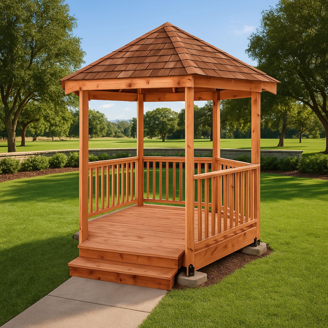 DIY Gazebo Plan PDF, Wooden Octagon Backyard Pavilion With Railings and ...