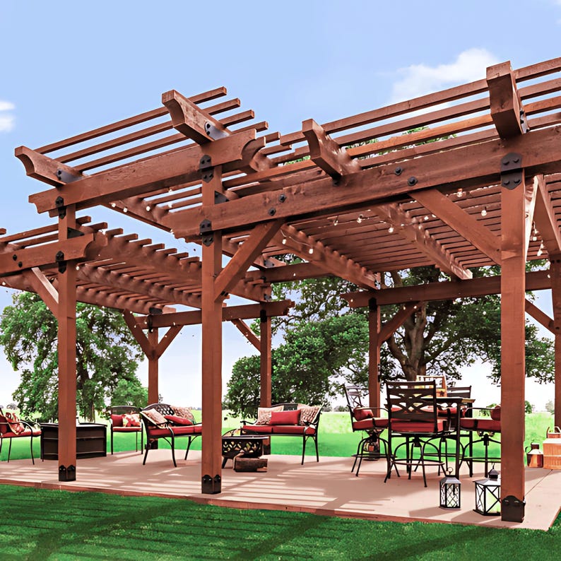 17x25 Pergola Plan PDF With Material List & Step-by-step Guide - Etsy