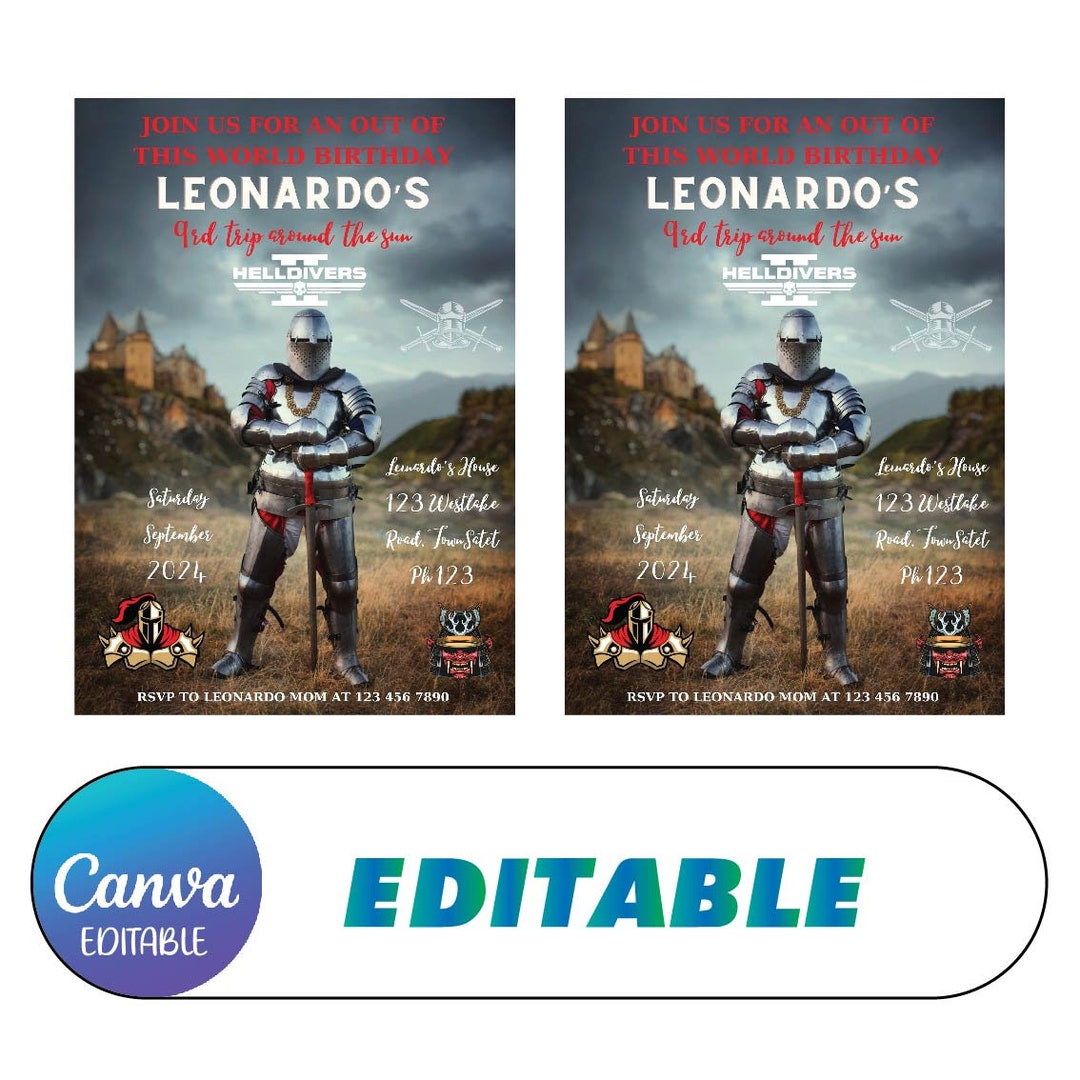 Helldivers 2 Editable Birthday, Helldivers Birthday Invitation, Hell ...