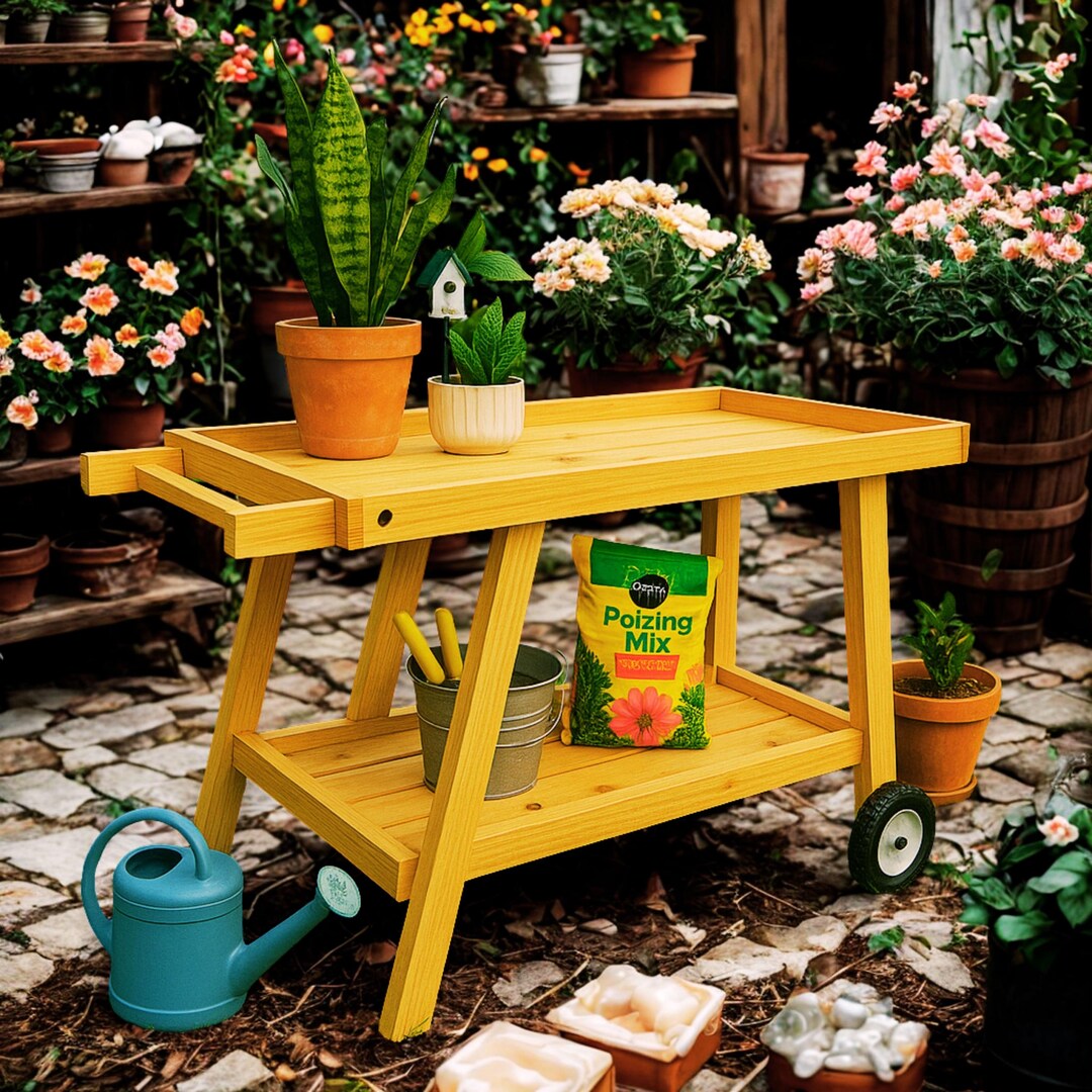 DIY Mobile Potting Bench Cart Plans PDF, Farmstand Produce Stand ...