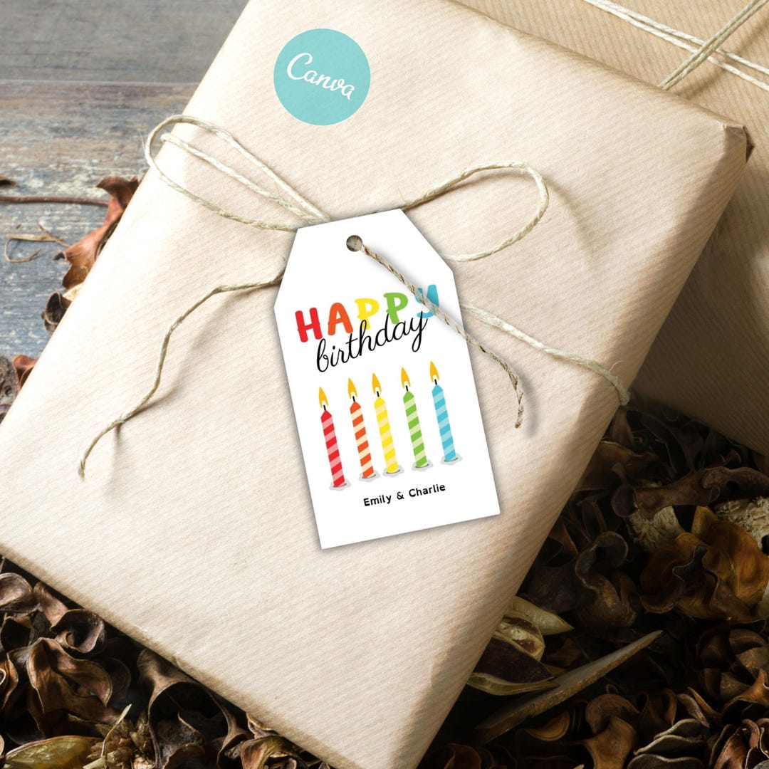 Printable Rainbow Happy Birthday Gift Tag Template | Colorful Birthday ...