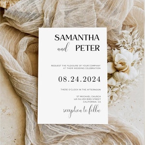 Wedding Invitation With QR Code, Minimal Wedding Invite Suite, Modern ...