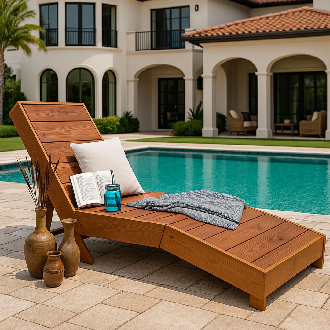 DIY Wooden Pool Lounger Plan PDF, Outdoor Chaise Lounge Chair Build ...