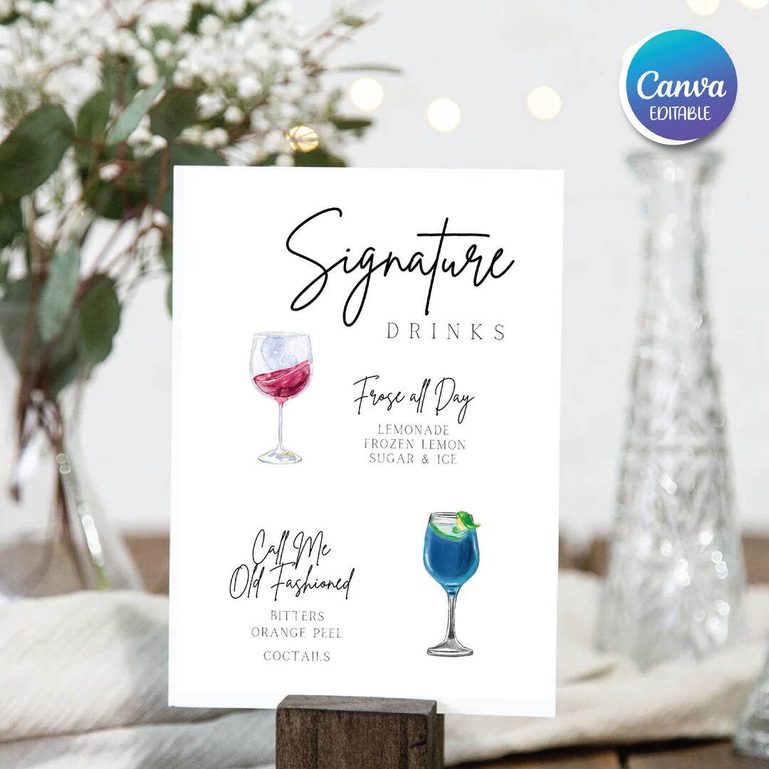 Bar Menu Template, Modern Editable Drink Menu Template, Minimalist ...