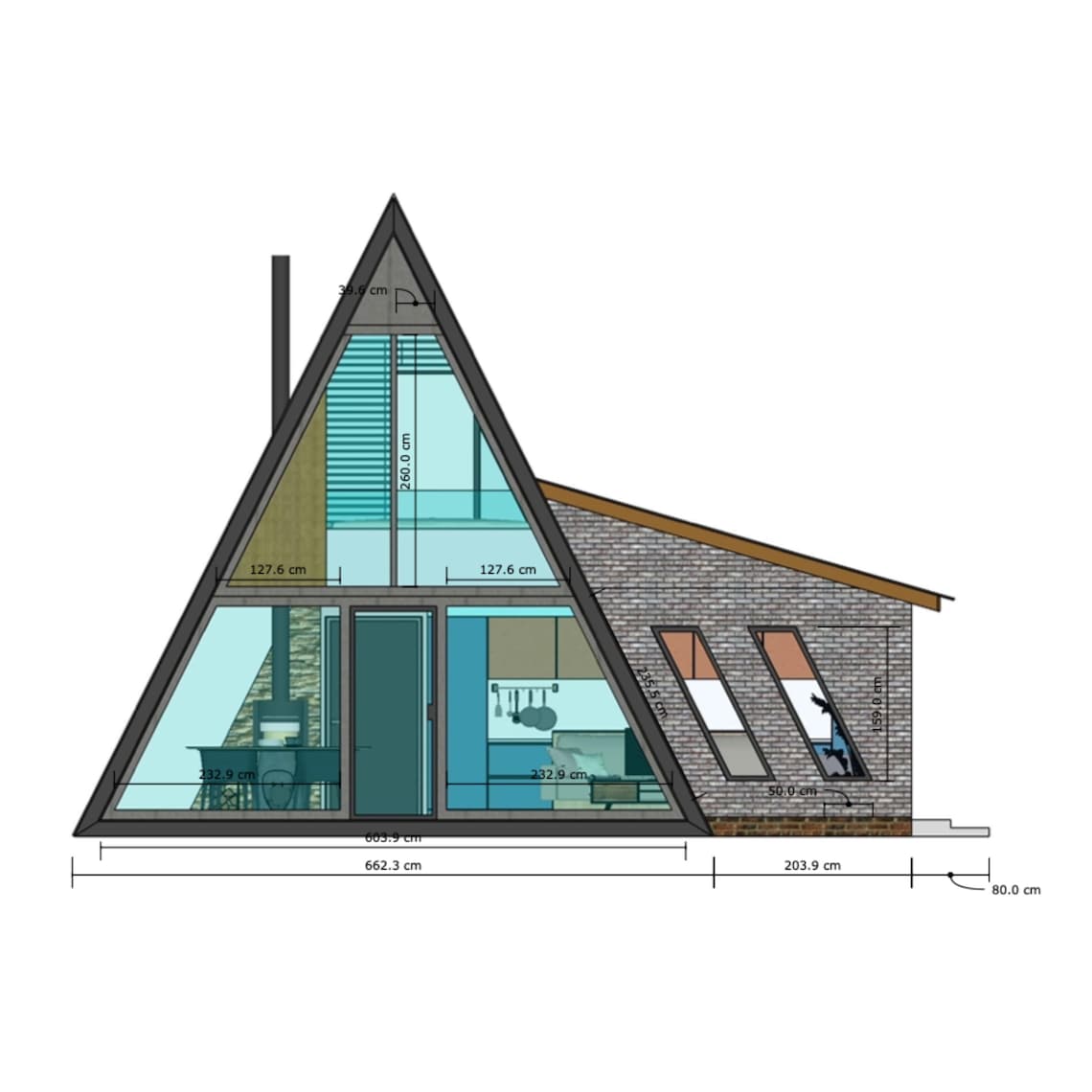 7x8 Meters A-frame Cabin Floor Plan PDF Modern Tiny House Blueprint Two ...