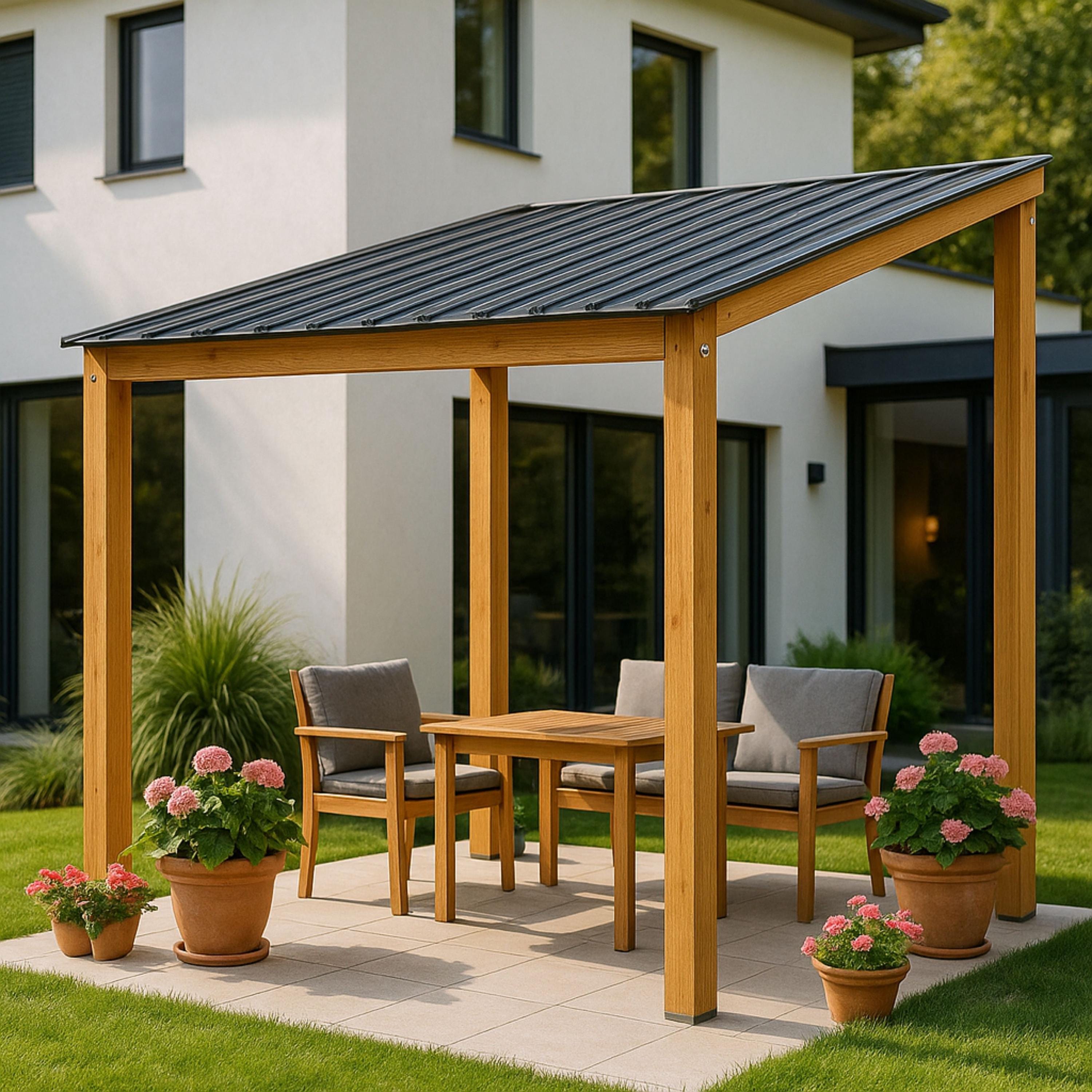 14x14 Sloped Patio Cover Plan – DIY Lean-to Pergola PDF - Etsy