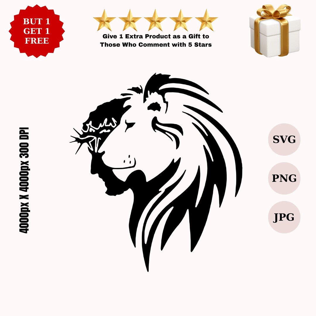 Jesus Lion SVG Christian Cross Design, Lion of Judah SVG for Faith ...