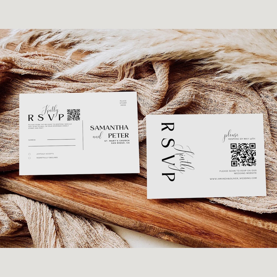 Wedding Invitation With QR Code, Minimal Wedding Invite Suite, Modern ...