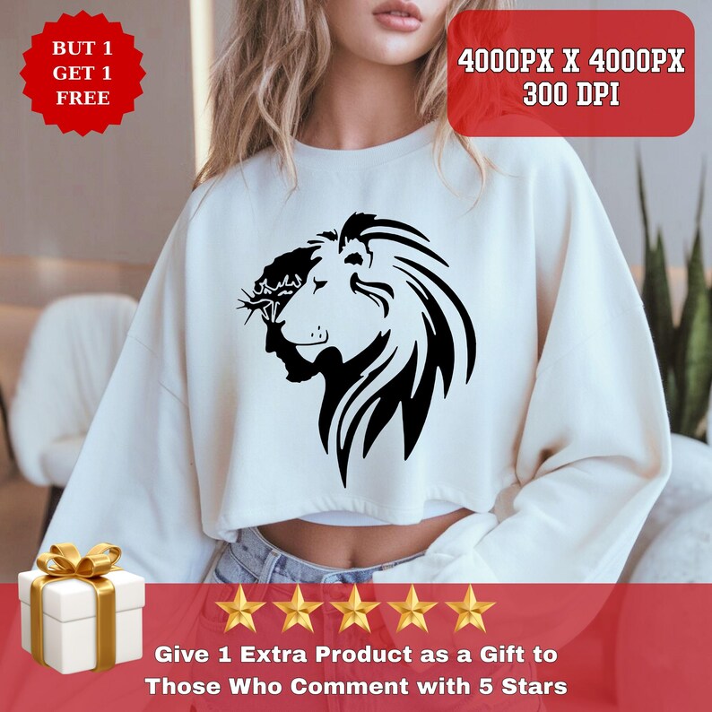 Jesus Lion SVG Christian Cross Design, Lion of Judah SVG for Faith ...