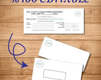 DONATION REPLY CARD Editable Canva Template, Nonprofit Reply Card ...