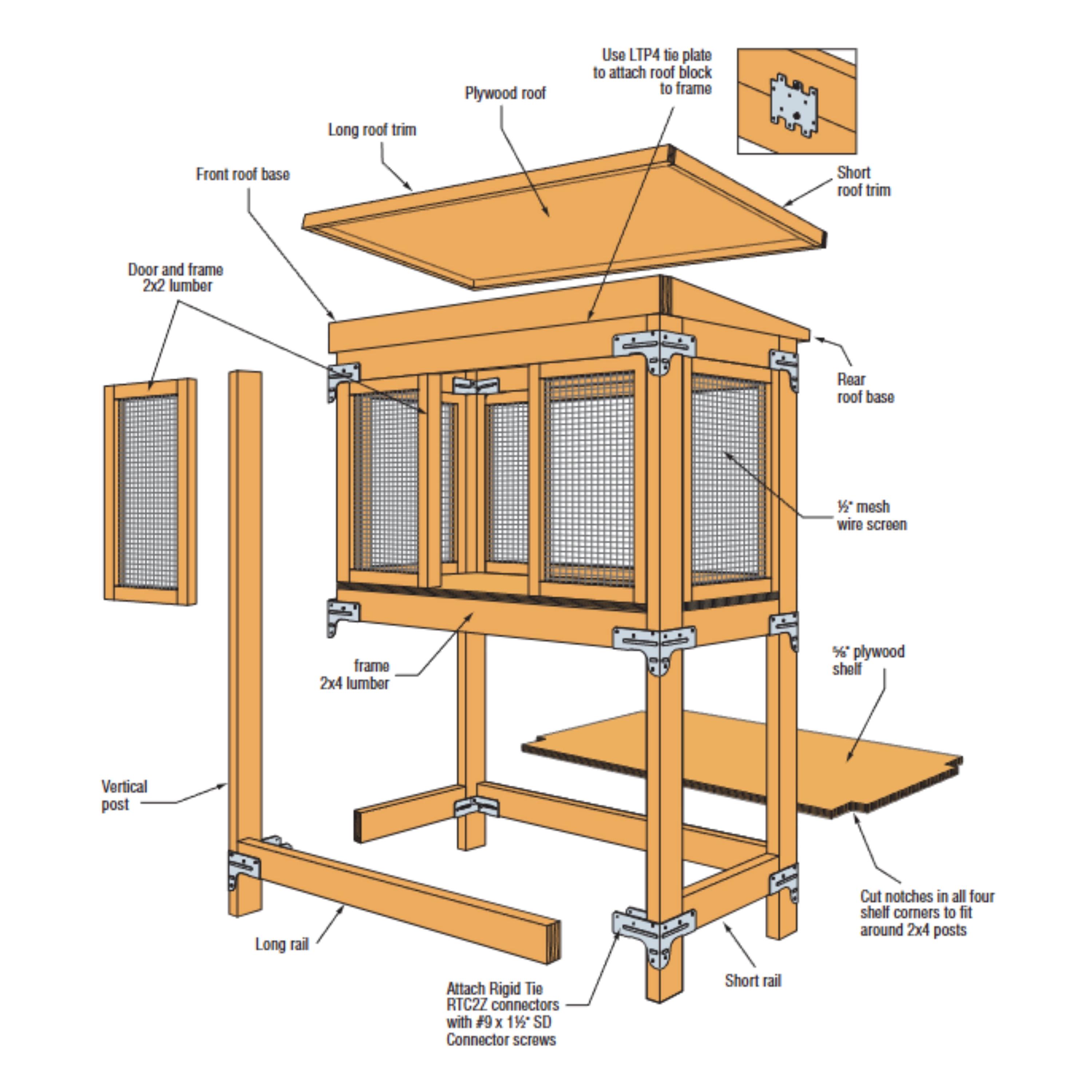 DIY Two-story Rabbit Hutch Plan PDF: Outdoor Wooden Bunny Cage (digital ...