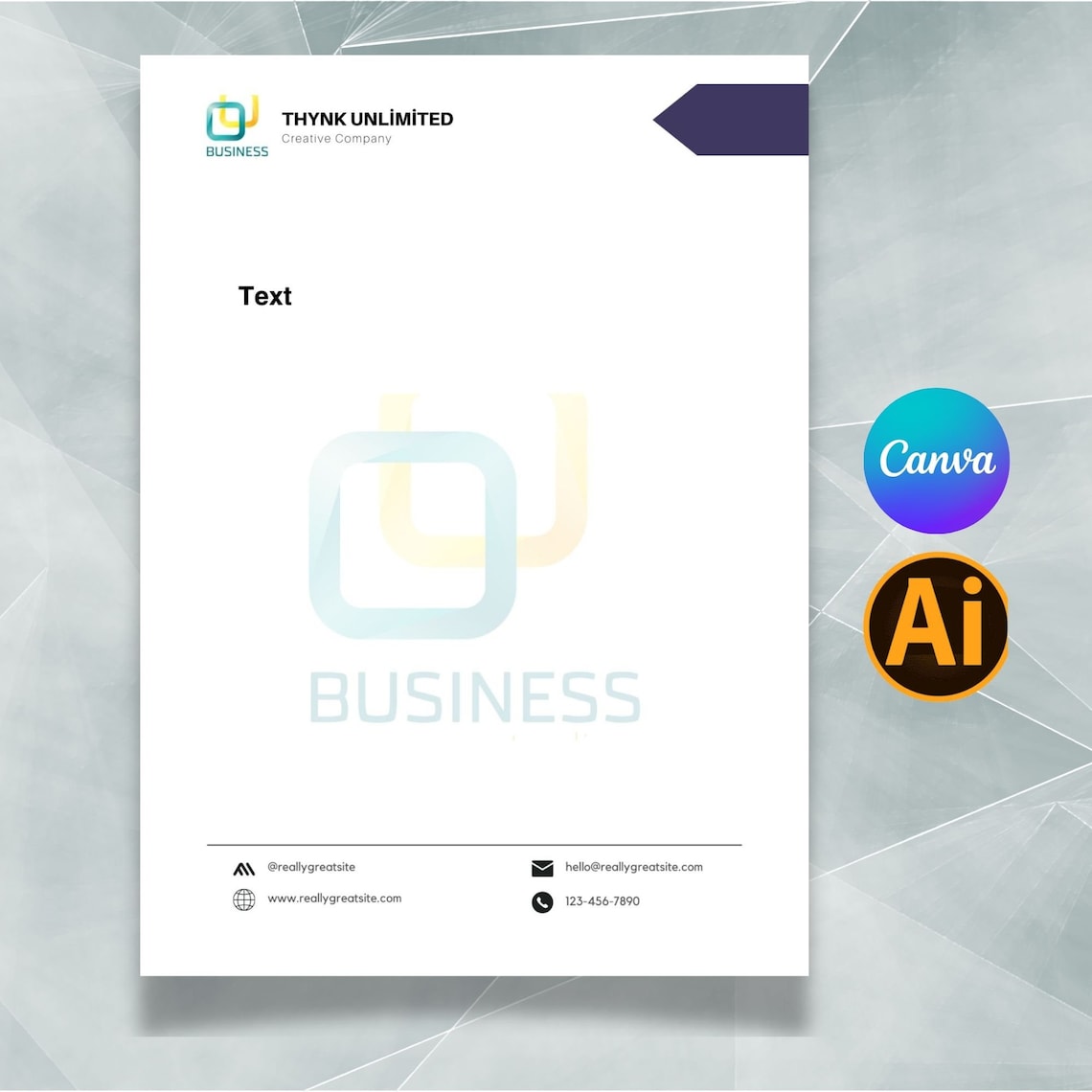 Business Blank Letterhead Template Canva Editable, Custom Company ...