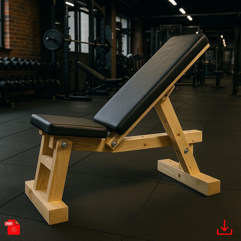 DIY Adjustable Workout Bench PDF Plans, Wooden Gym Bench With Padded ...