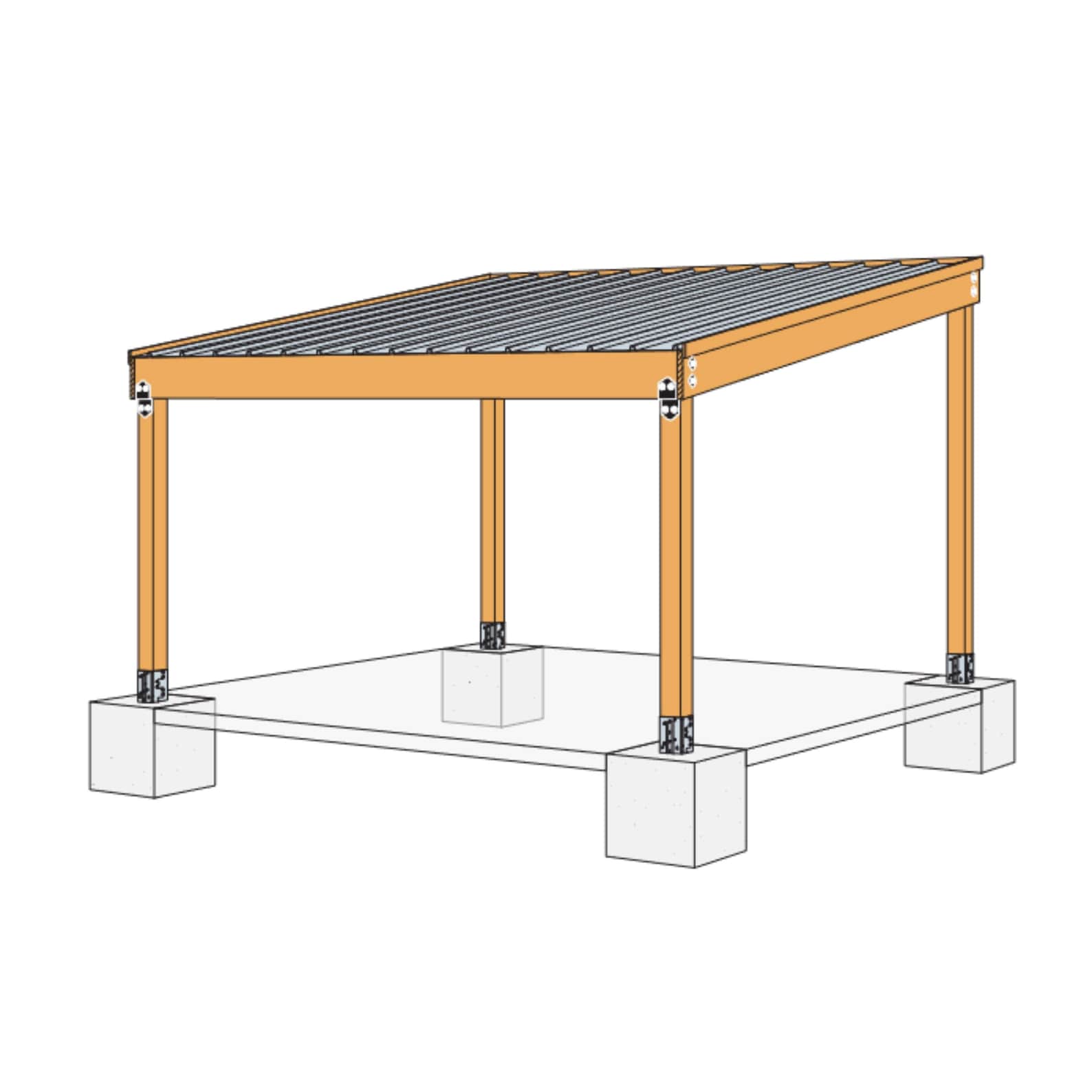 14x14 Sloped Patio Cover Plan – DIY Lean-to Pergola PDF - Etsy