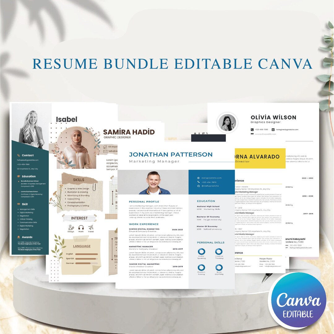 Editable Modern CV TEMPLATE for Professional Resume Download Save to 5 ...