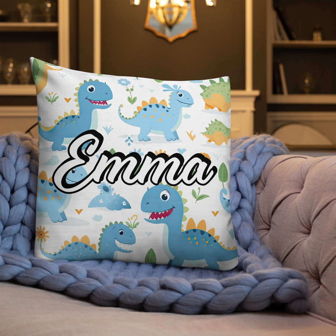 Personalized Cute Dinosaurs Premium Pillow Dino Pillow for - Etsy