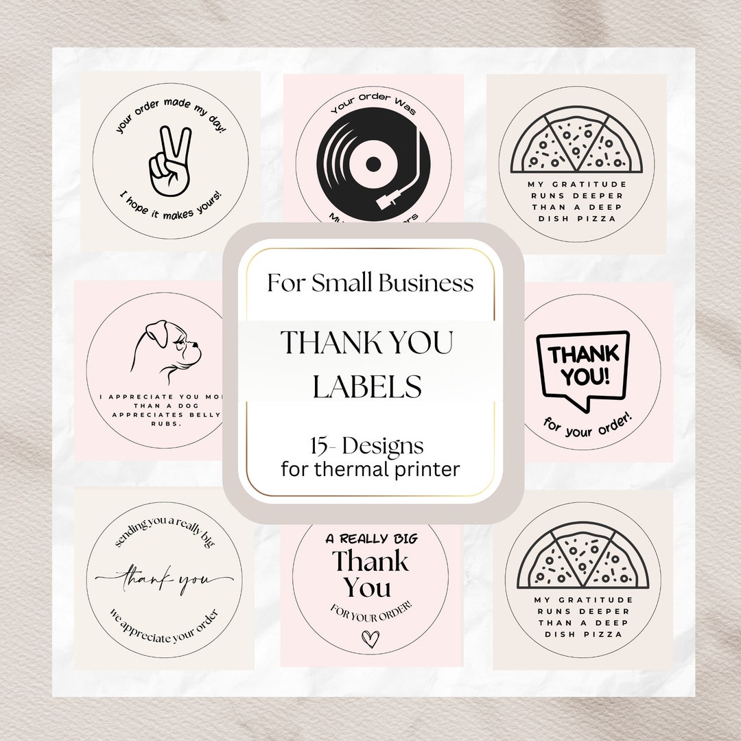Round Thank You Label Templates for Small Business Thermal Printer DIY ...