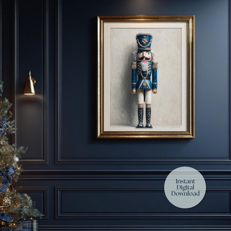Vintage Blue Nutcracker Soldier Digital Art Print Classic Christmas ...