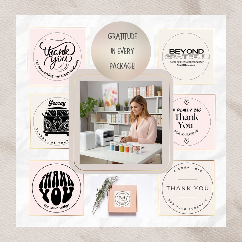 Round Thank You Label Templates for Small Business Thermal Printer DIY ...