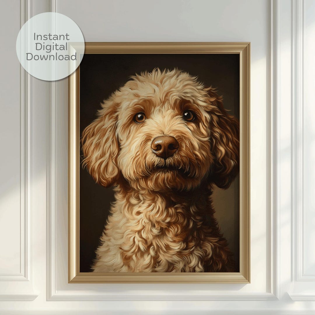 Labradoodle Portrait Art Print: Realistic Dog Lover Gift (300 DPI ...