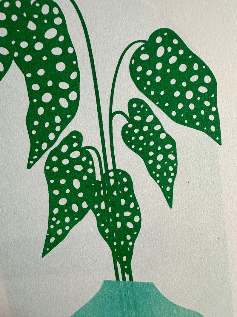 Monstera Risograph Illustration Print, 8x10, Swiss Cheese Plant Riso ...