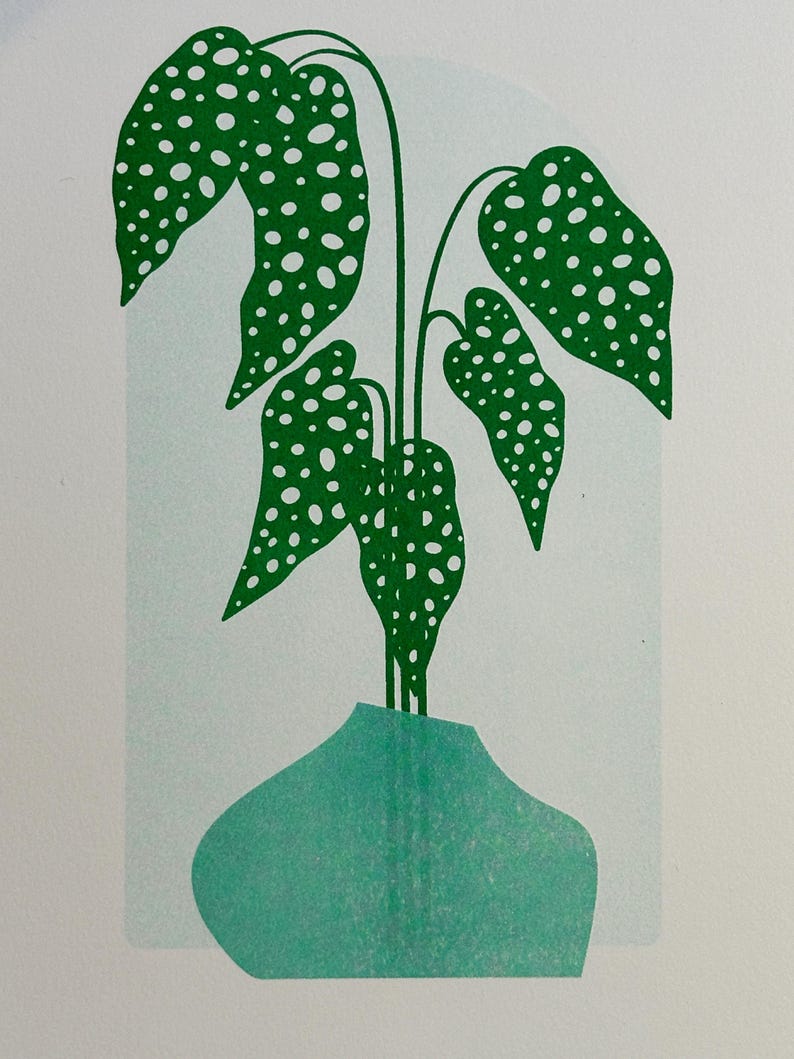 Monstera Risograph Illustration Print, 8x10, Swiss Cheese Plant Riso ...