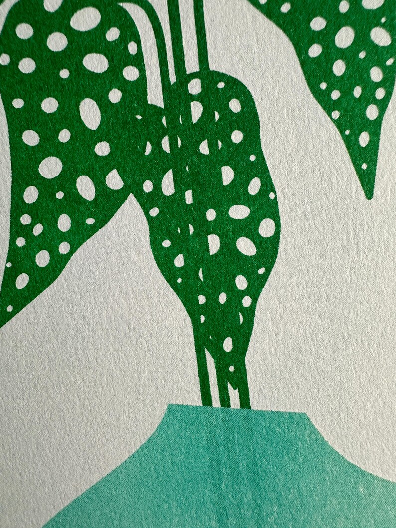Monstera Risograph Illustration Print, 8x10, Swiss Cheese Plant Riso ...
