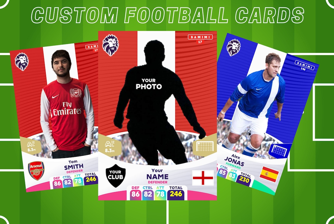 Personalised Panini Football Cards add your own photo & stats - Etsy France