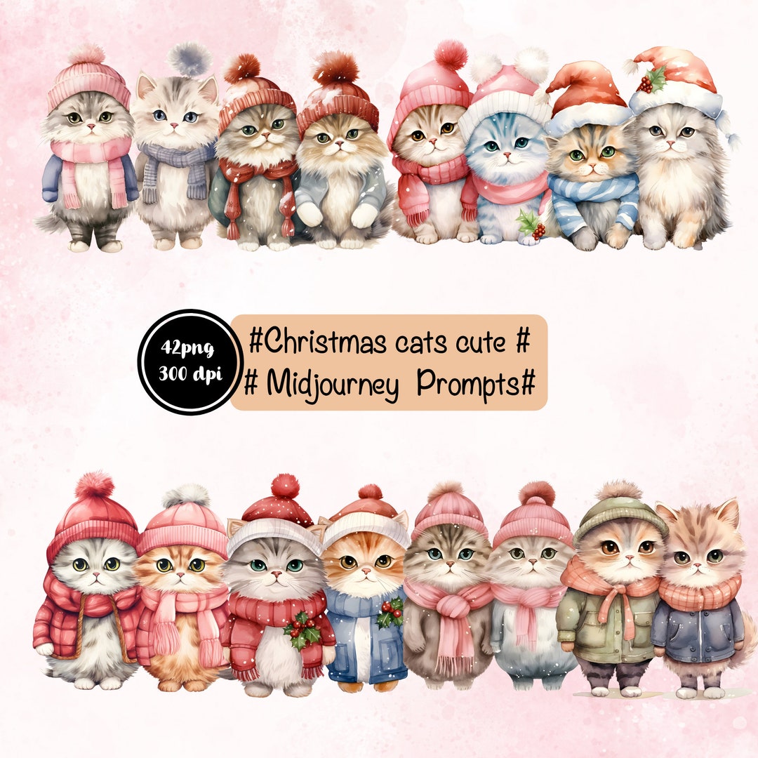 Christmas Cute Cats 42 PNG 300 DPI. - Etsy