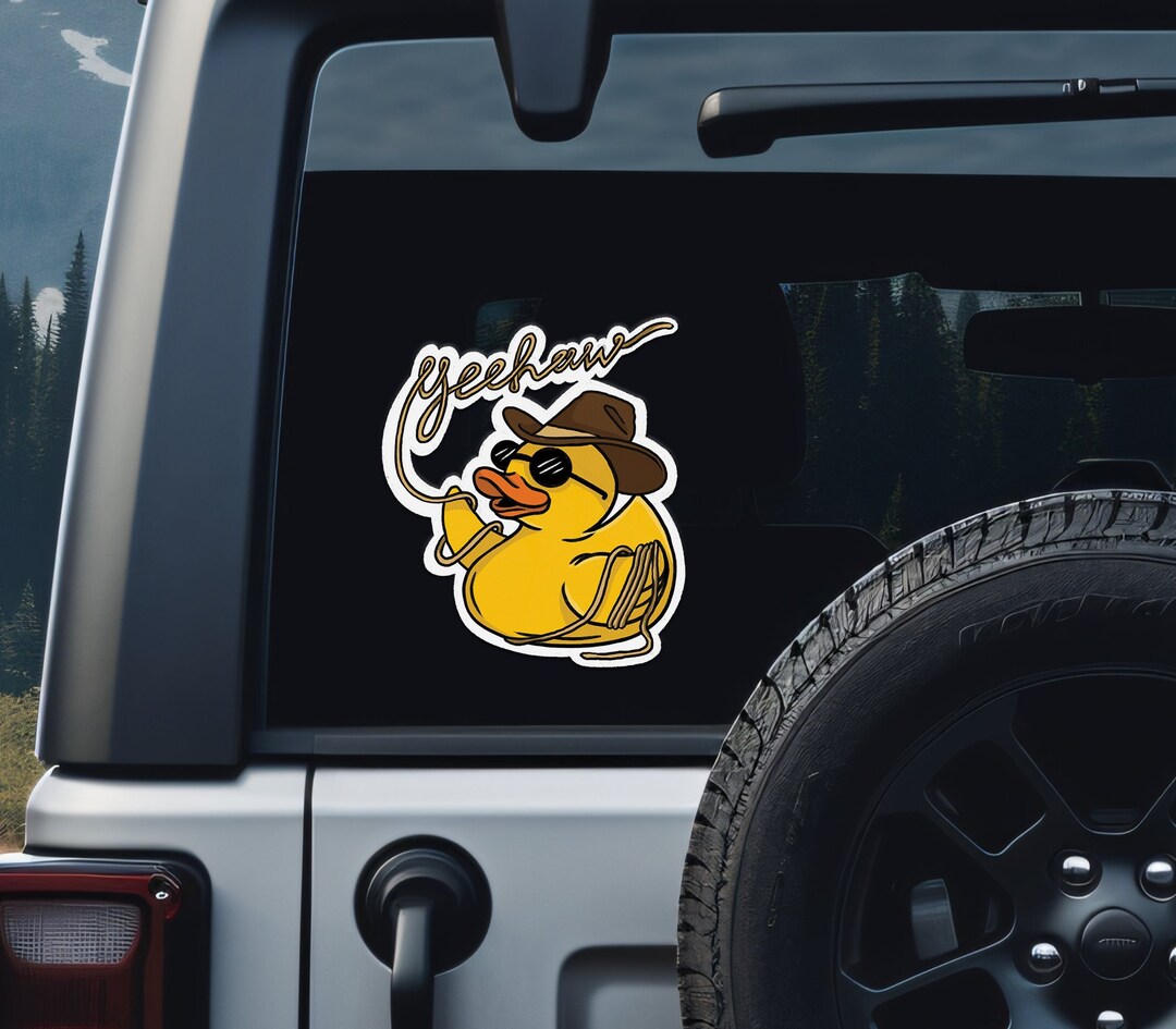 Yeehaw Cowboy Duck Jeep Kiss-cut Vinyl Decal, Ducked Jeep Stickers ...