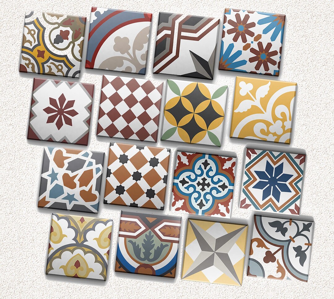 Handmade 16 Different Ceramic Tiles, DIY Projects, Kitchen Backsplash ...