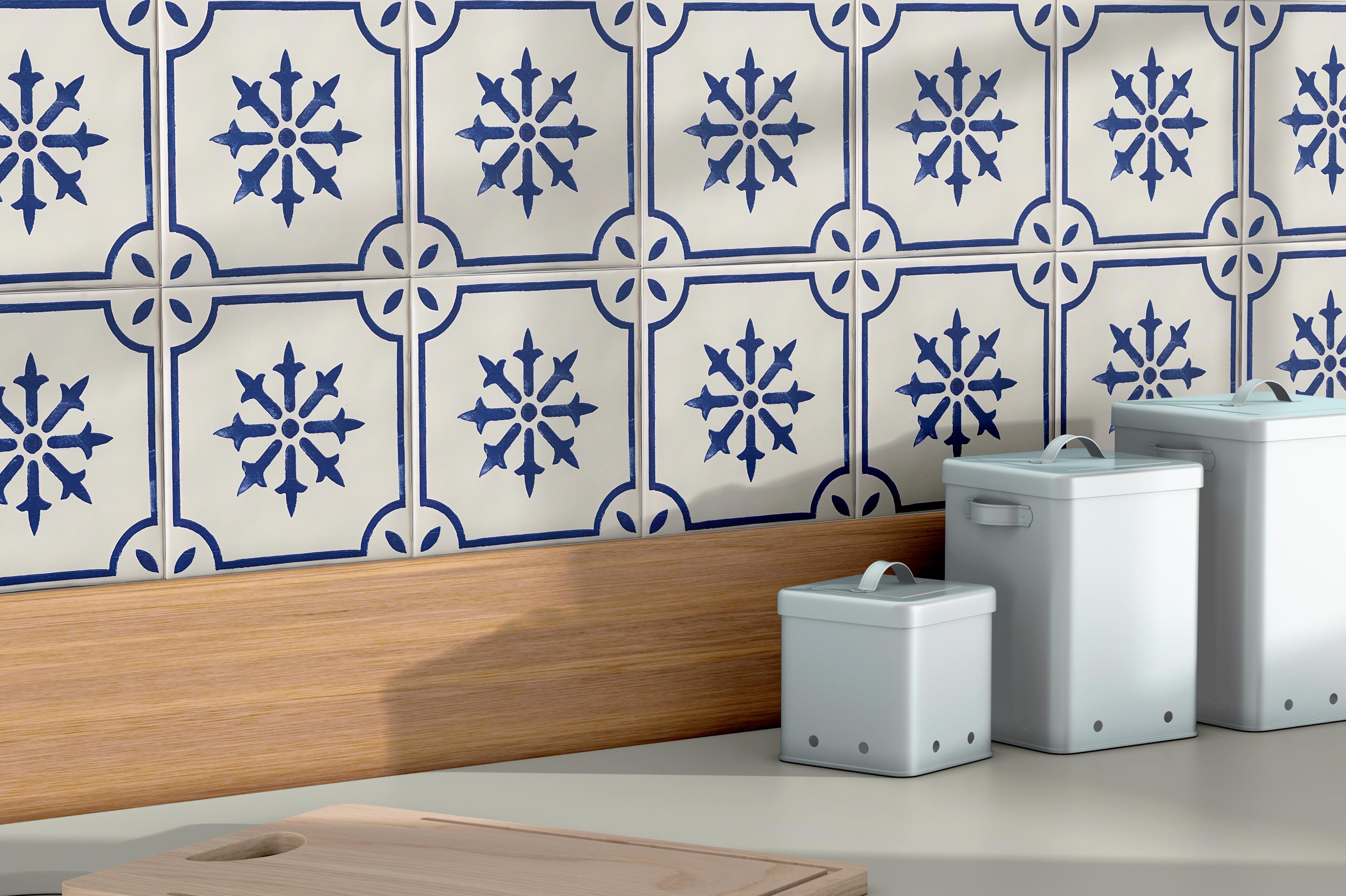 Tile Watercolor Blue White Design Set of 1 Wall Decor Tile White Blue ...