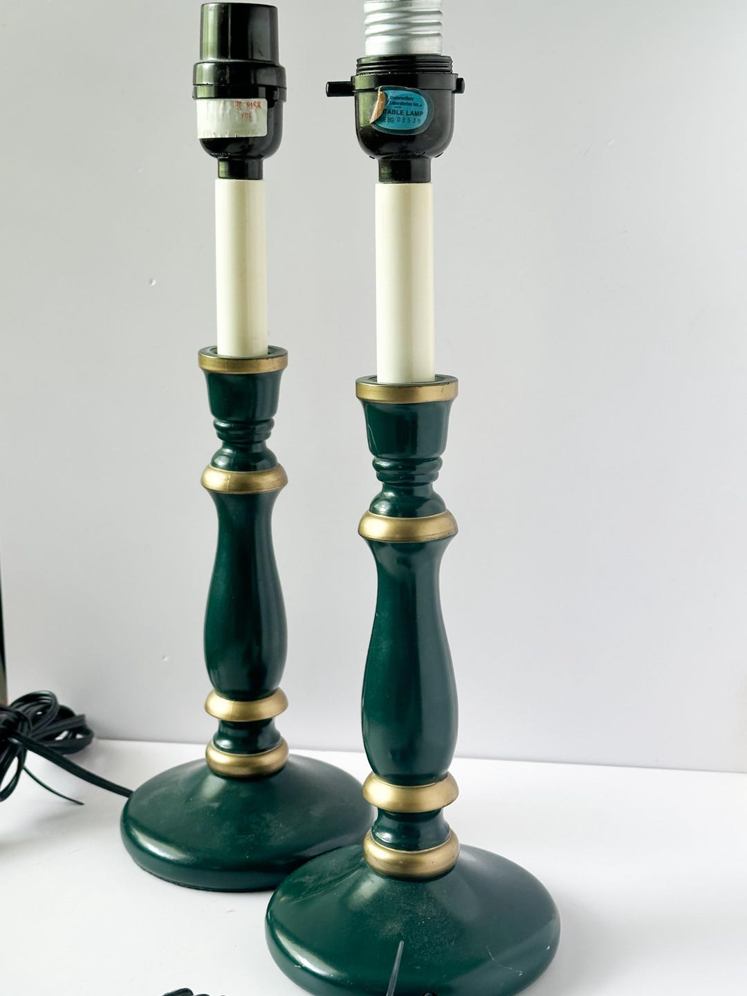 Vintage Green & Gold Table Lamps: 90s Painted Wood Cottage Decor - Etsy