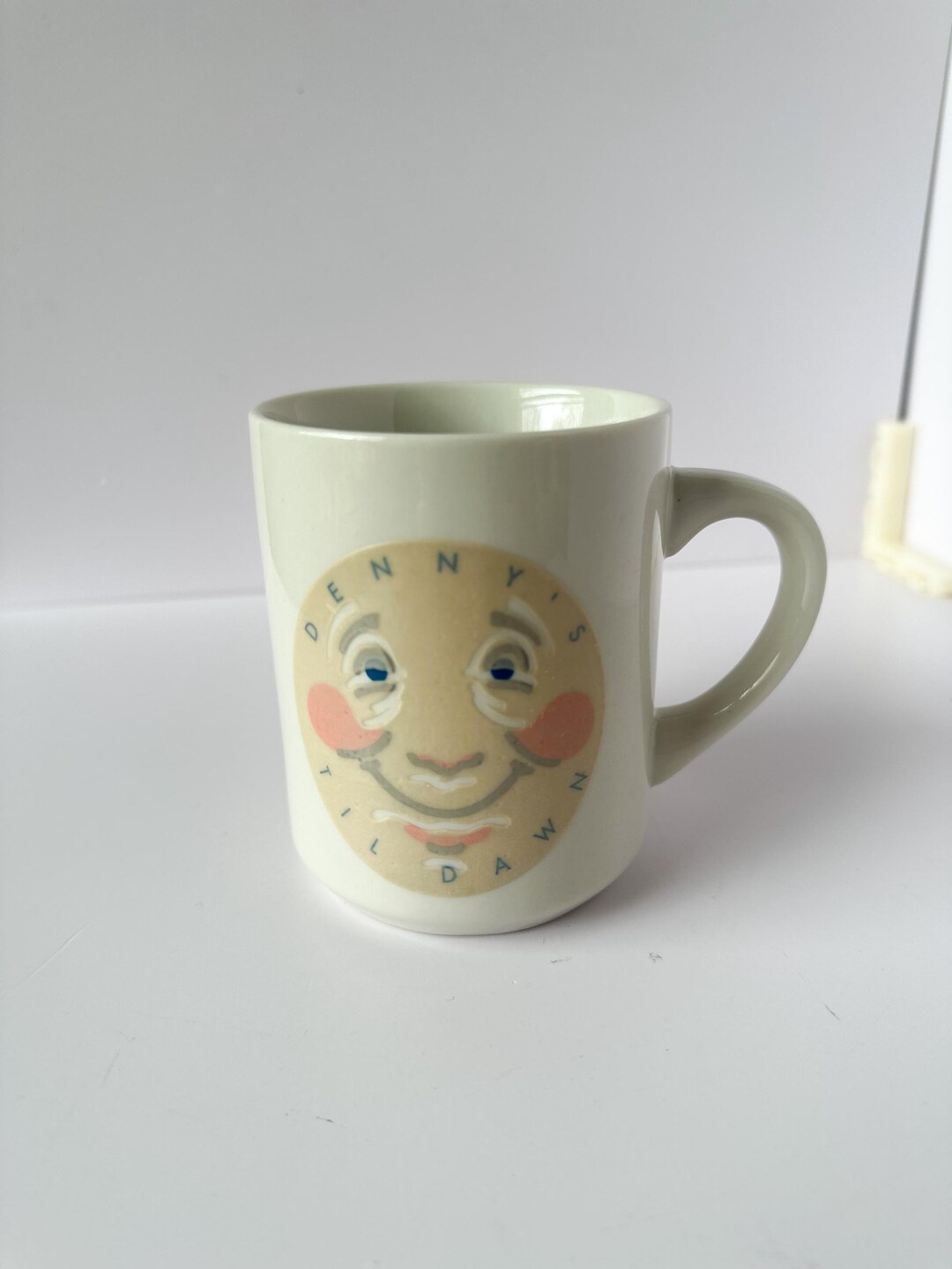 Vintage Denny's 'till Dawn' Mug: 90s Diner Moon Face Collectible - Etsy