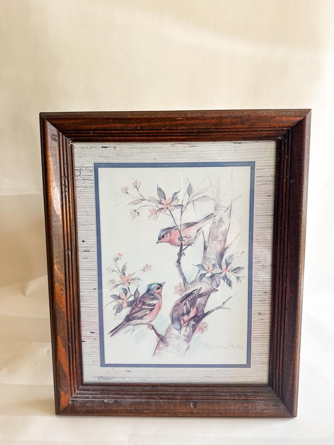 Birds in A Tree by Paul Whitney Hunter Vintage Framed Art Print, Matted ...
