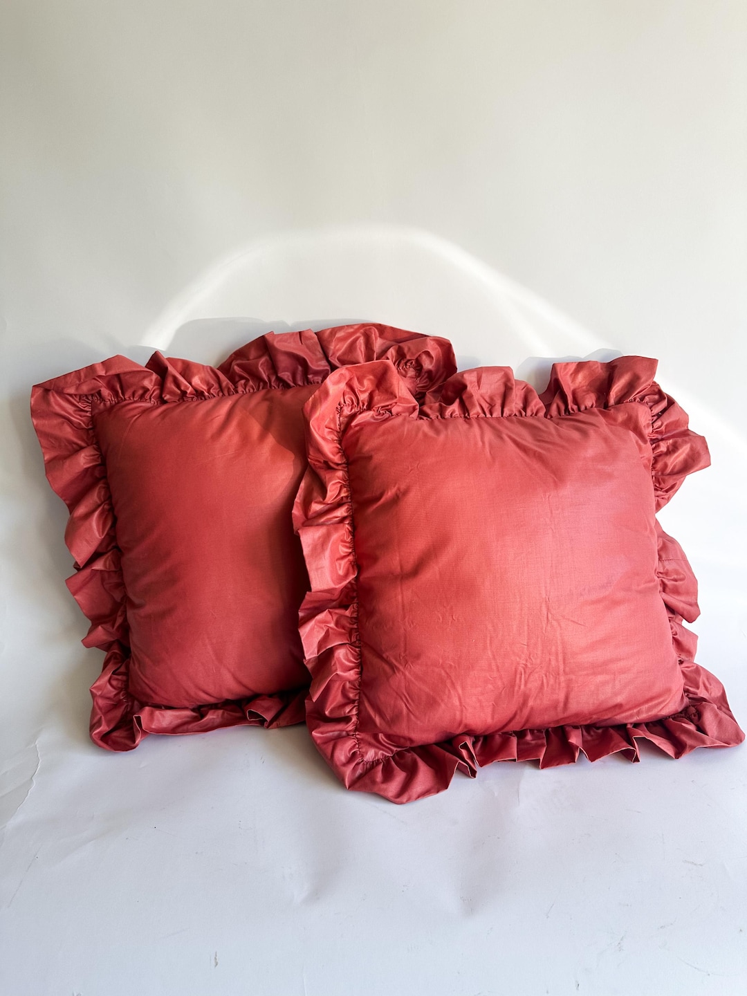 Vintage Martha Stewart Mauve Pink Ruffle Pillow Set | 18” Cottagecore ...
