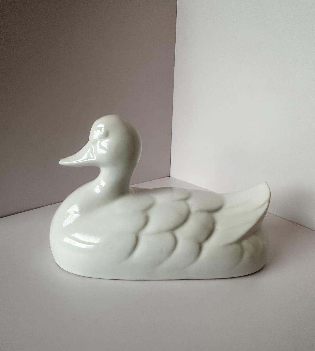Vintage White Ceramic Duck Figurine | Minimalist Farmhouse Cottagecore ...