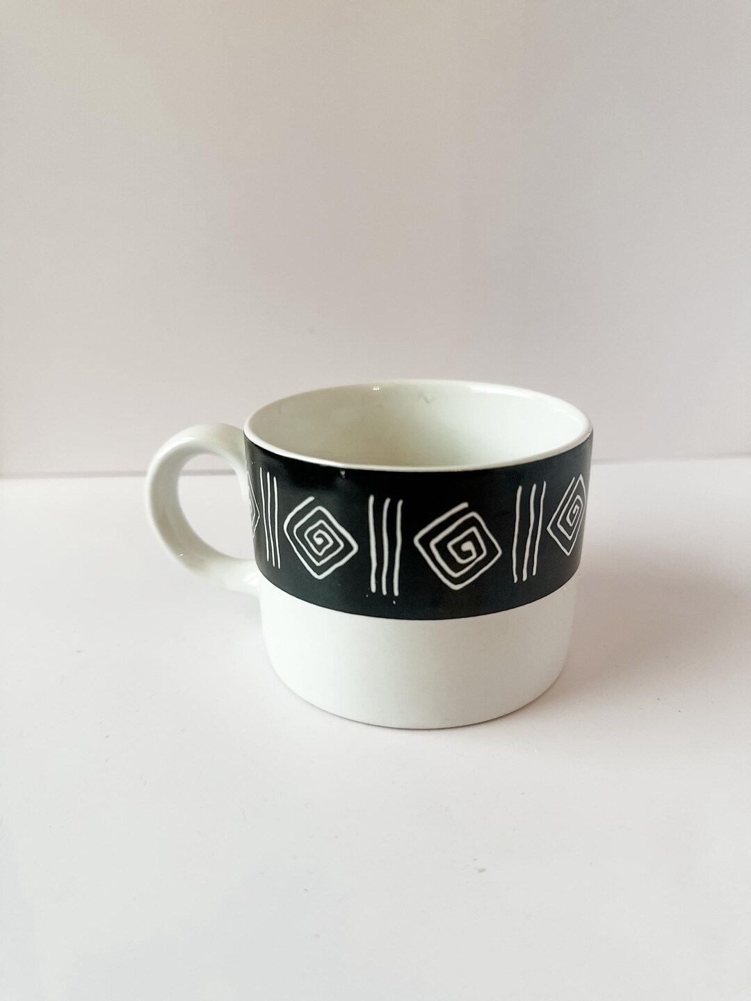 Vintage 1990s Black and White Sakura Sphinx Cup and Saucer Majesticware ...