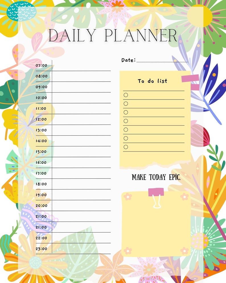 Daily Planner Printable, Digital Daily Planner, Daily Planner PDF, iPad ...