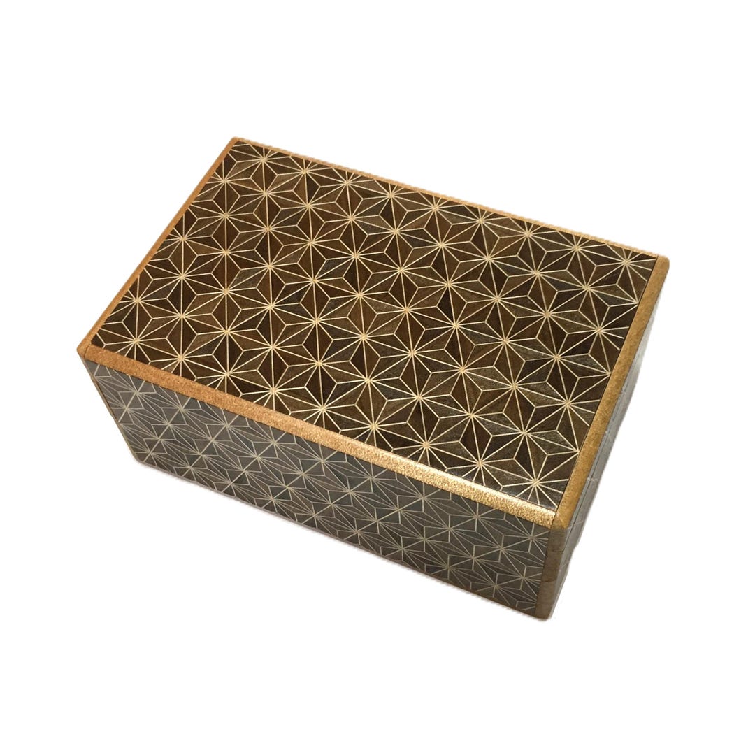 Large Puzzle Box 10-steps Hemp Motif - Black | Wooden Mysterious Trick ...