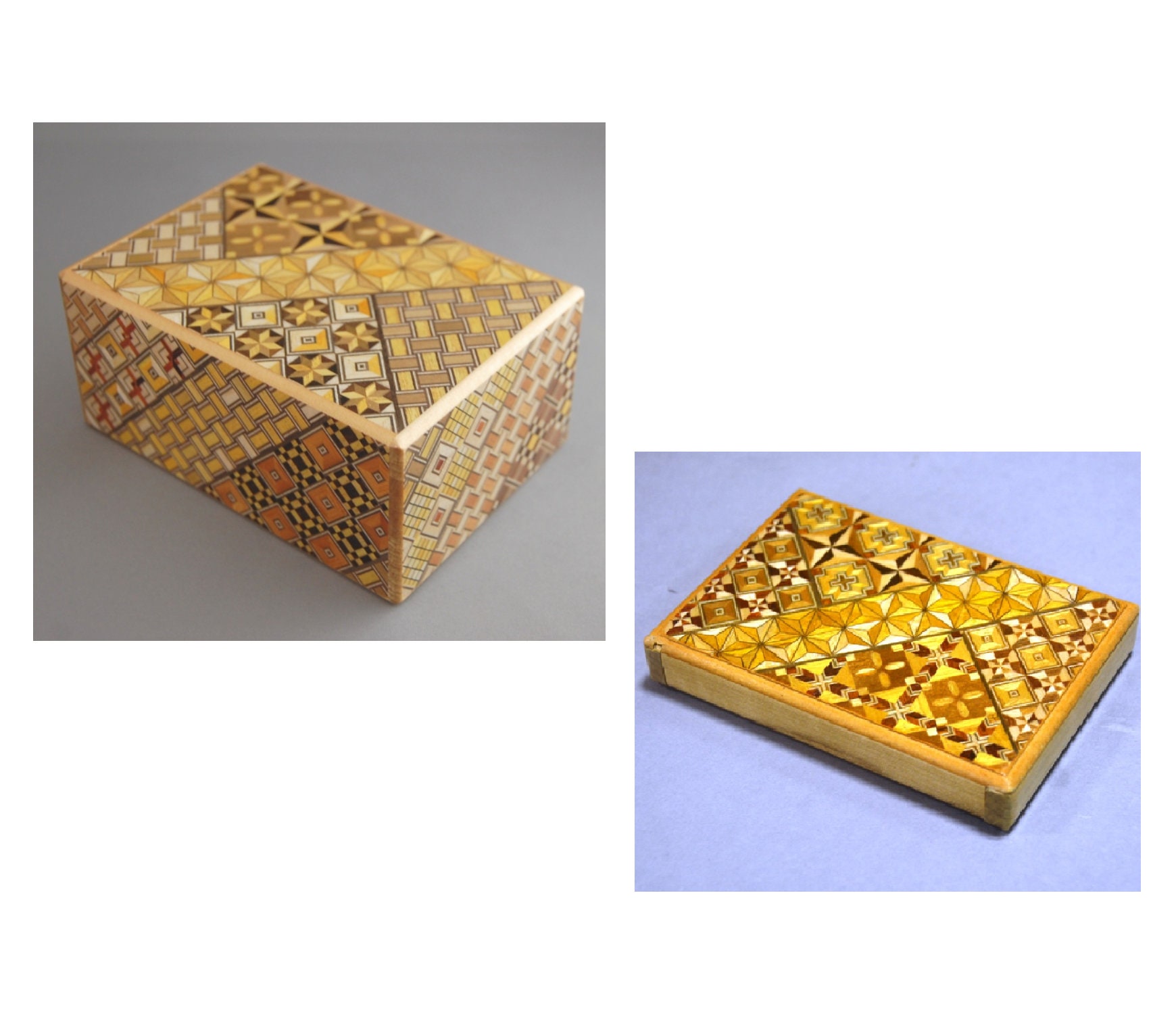 4-21 Steps Japanese Puzzle Box and Magic Box Set Hakone Yosegi ...