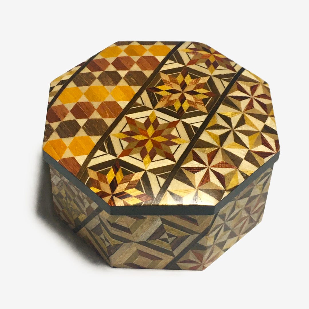 Wooden Small Article Container Octagonal Case Excellent Craftsmanship ...