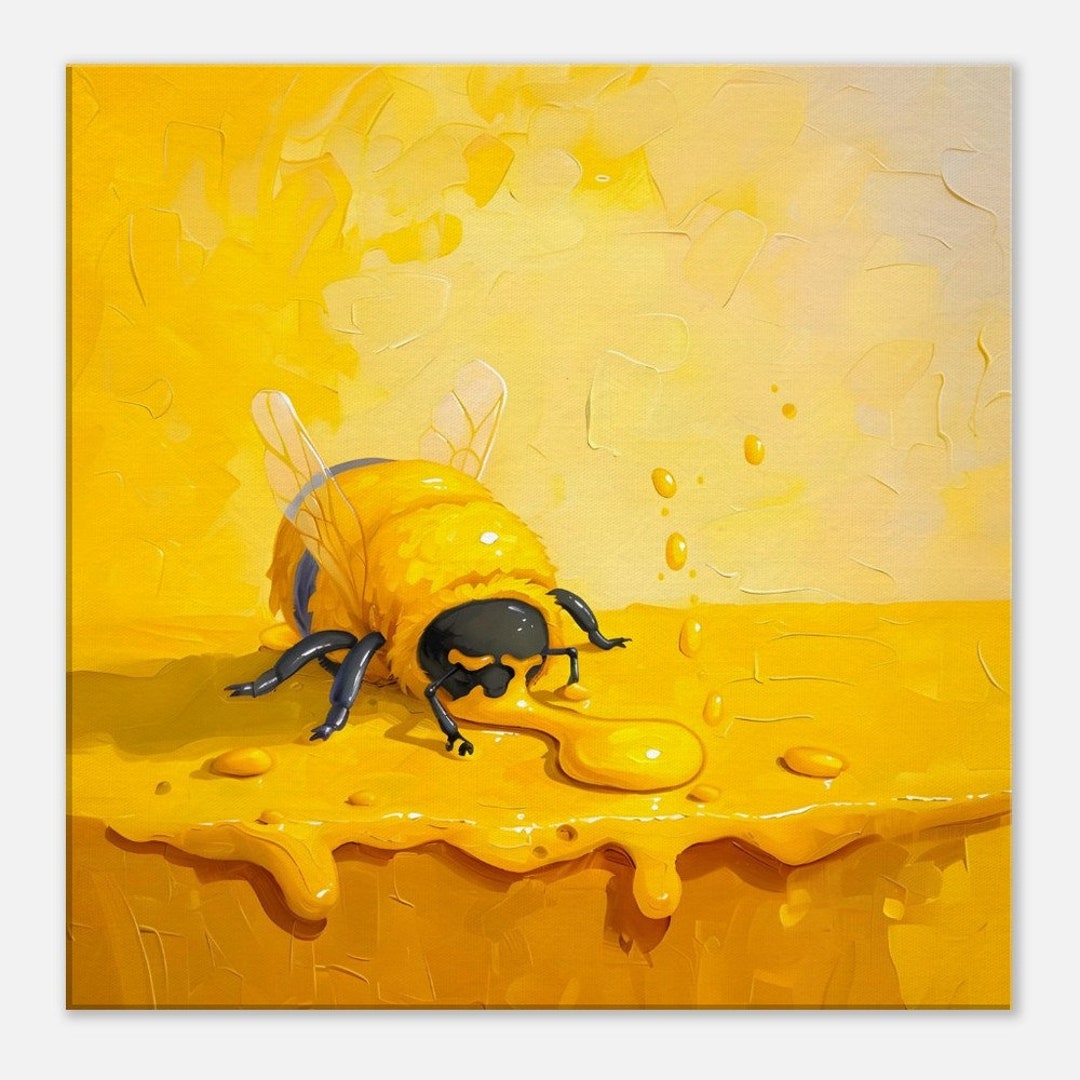 Bee Oil Painting Print, Bumblebee Sleeping in Honey Oil Painting Print ...