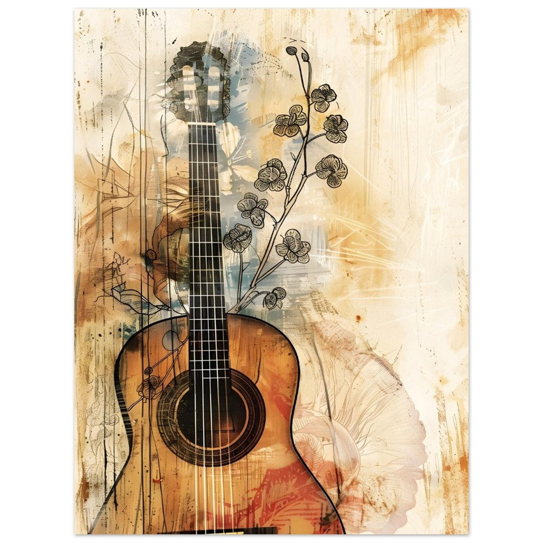 Acoustic Guitar Wall Art Printed on Matte Premium Quality Poster Paper ...