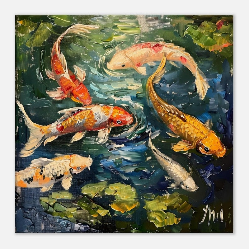 Koi Pond Painting - Etsy