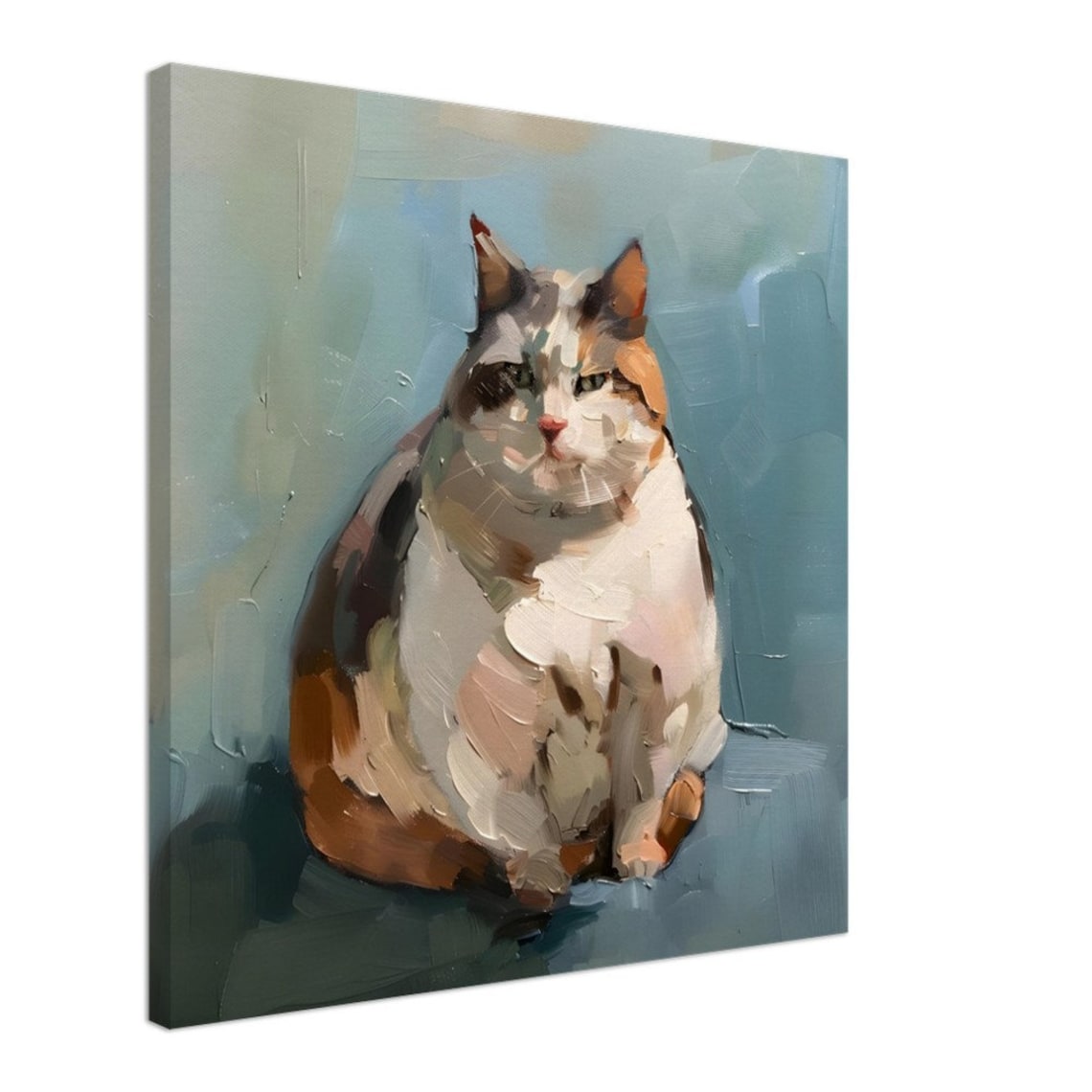 Cute, Funny, Fat Cat Oil Painting Style Canvas Print, Wall Art, Wall ...