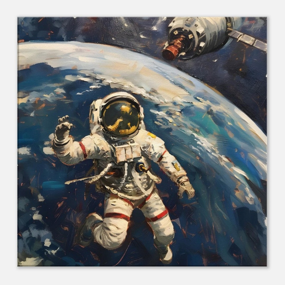 Astronaut Floating in Space Oil Painting Print on Canvas, Astronaut Art ...